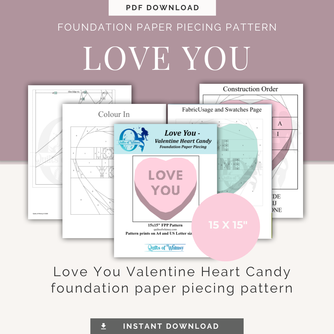 Valentine Heart Candy Quilt Pattern PDF | Foundation Paper Piecing FPP ...